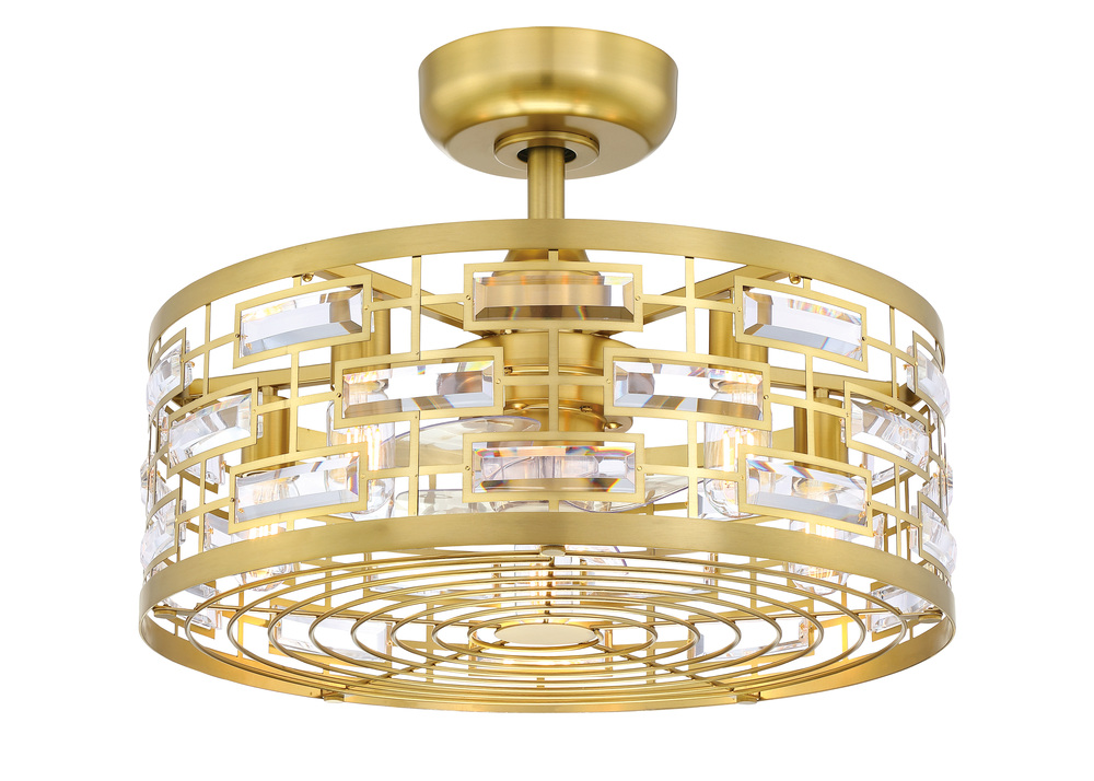 Klout 22 inch Indoor Ceiling Fandelier with LED Light Kit - Satin Brass ...
